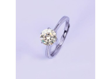 Anillo de compromiso en plata detalle de borde efecto perlado con ...